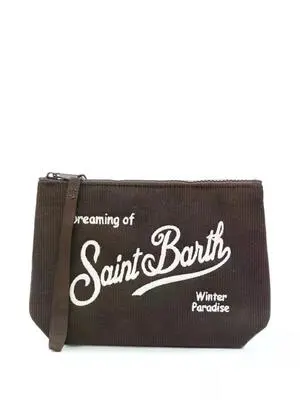 MC2 SAINT BARTH Aline Logo-embroidered Corduroy Clutch Bag - Brown
