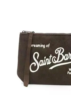 MC2 SAINT BARTH Aline Logo-embroidered Corduroy Clutch Bag