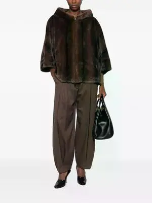 BETTA CORRADI Zip-up Hooded Jacket - Brown