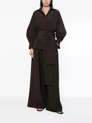 CO.GO Belted Balloon-sleeve Shirt - Brown