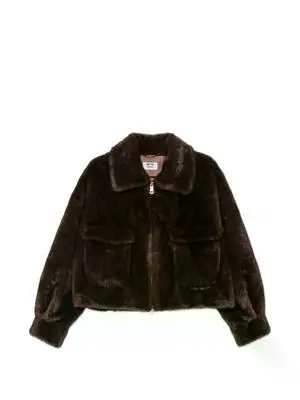 BETTA CORRADI Faux-fur Flap-pockets Jacket - Brown