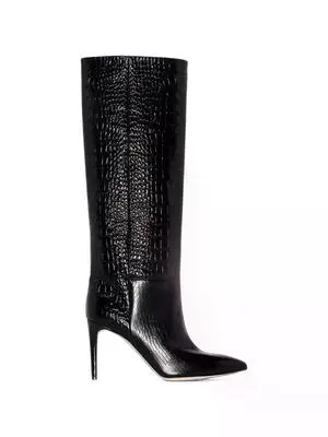 Paris Texas Croc-effect Stiletto Boots - Black