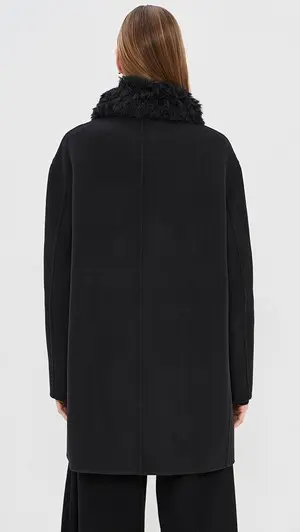 Another Tomorrow Fur Collar Balmacaan Coat