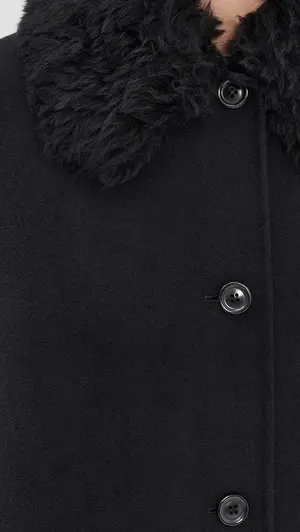 Another Tomorrow Fur Collar Balmacaan Coat