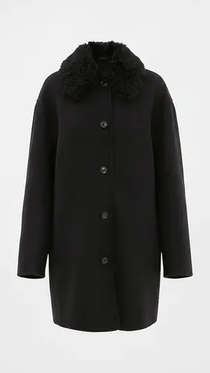 Another Tomorrow Fur Collar Balmacaan Coat