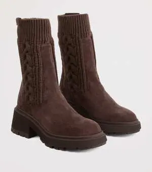 JIMMY CHOO Tamia 70 Suede Cable-knit Boots