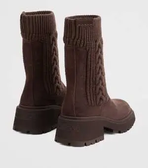 JIMMY CHOO Tamia 70 Suede Cable-knit Boots