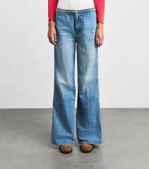 MOTHER The Hustler Braided Roller Sneak Jeans - Blue