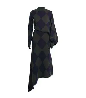 A.W.A.K.E. MODE Merino Wool Argyle Midi Dress