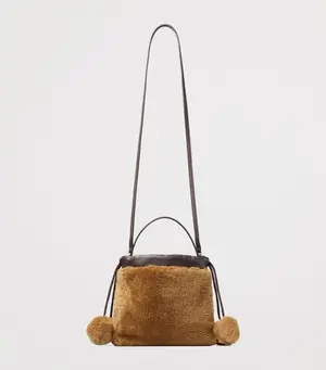 JIMMY CHOO Shearling Drawstring Pouch