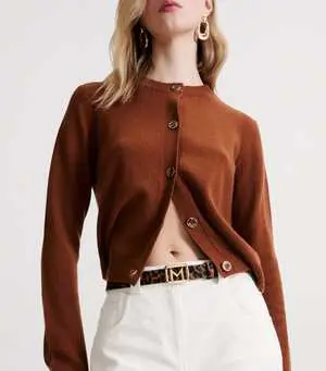 Marella Leather Leopard Print Belt