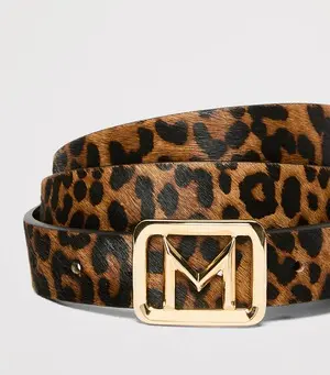 Marella Leather Leopard Print Belt