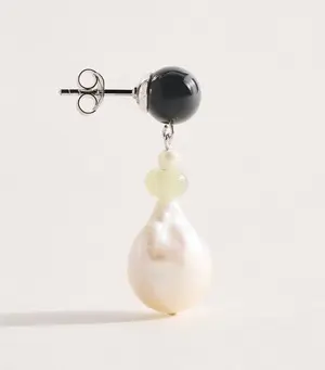 Completedworks Sterling Mixed Bead Peat Asymmetric Drop Earrings