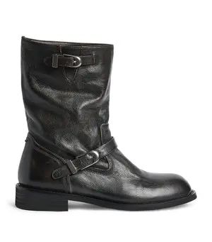 SYSTEM Leather Buckle Ankle Boots