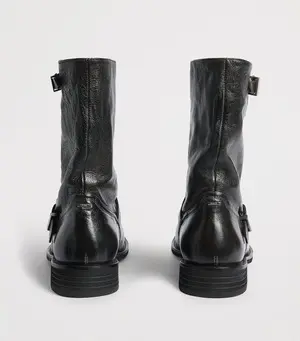 SYSTEM Leather Buckle Ankle Boots