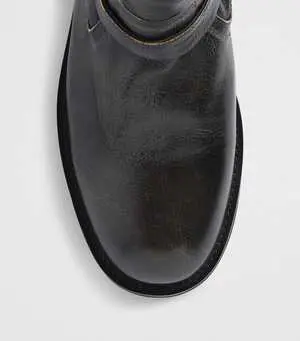 SYSTEM Leather Buckle Ankle Boots