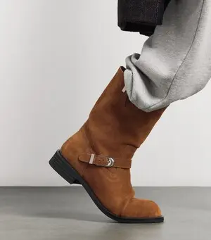 SYSTEM Suede Buckle Ankle Boots