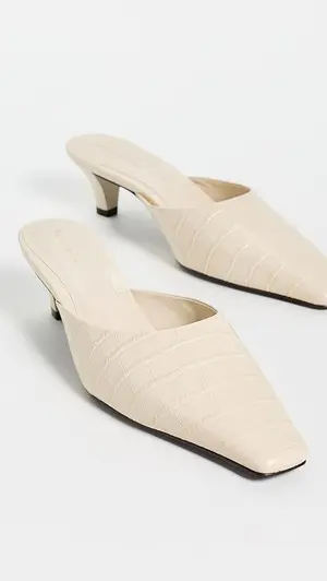 REFORMATION Jeanne Heeled Mules - Almond Croc