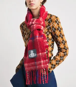 VIVIENNE WESTWOOD Alpaca-blend Check Orb Scarf