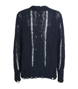 SYSTEM Cable-knit Distressed Sweater