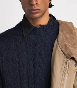 SYSTEM Cable-knit Distressed Sweater