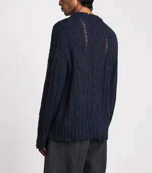 SYSTEM Cable-knit Distressed Sweater