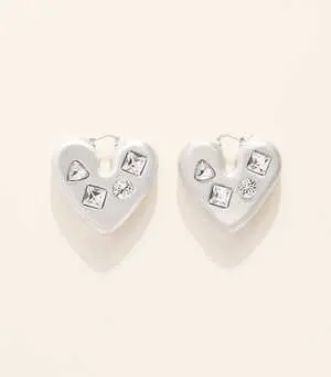 Jacquemus Crystal-embellished Heart Earrings - Silver