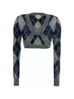 SHUSHU/TONG Argyle-check Cropped Cardigan