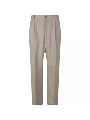 LBM Straight-leg Pleated Trousers - Brown
