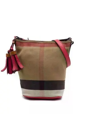 Burberry 2000-2017 Mini Mega Check Canvas Ashby Tassel Bucket Bag - Brown