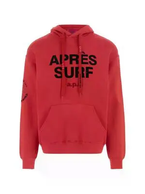 APRES SURF Logo-print Floral-patch Hoodie - Red