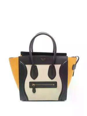 Celine 2000-2026 Micro Tricolor Leather Luggage Tote Bag - Neutrals