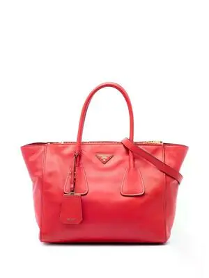 Prada 2010-2026 Glace Calf Twin Pocket Double Handle Satchel - Red