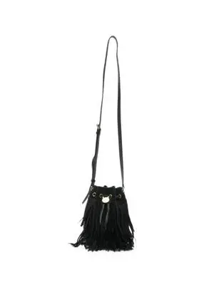 Mulberry Fringed Drawstring Bucket Bag