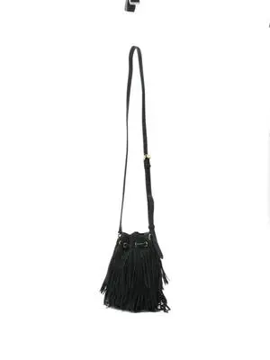 Mulberry Fringed Drawstring Bucket Bag