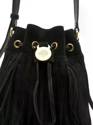 Mulberry Fringed Drawstring Bucket Bag