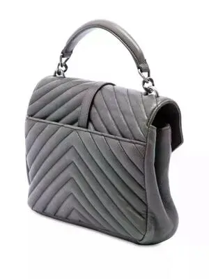 Saint Laurent 2016 Medium Chevron Sheepskin Monogram College Satchel