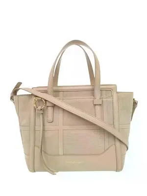 FERRAGAMO 2010-2020 Calfskin And Suede Amy Satchel - Neutrals