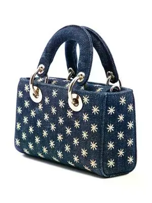 Dior 2022 Micro Star Embroidered Denim Lady D Joy Satchel