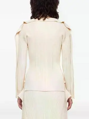 Issey Miyake Ribbed-knit Ruffled Top