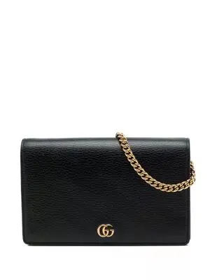 Gucci 2016-2026 Gg Marmont Calfskin Wallet On Chain Crossbody Bag - Black