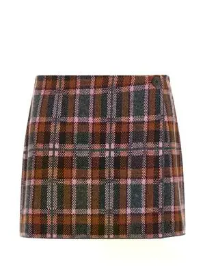 Guest In Residence Tartan-check Jacquard Mini Skirt - Brown