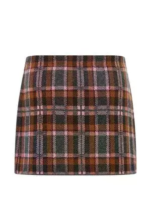 Guest In Residence Tartan-check Jacquard Mini Skirt - Brown