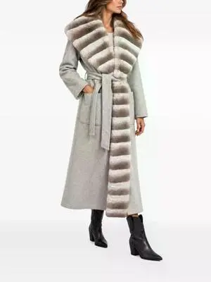 POCHE PARIS Fur-trim Belted Coat