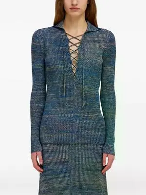 FERRAGAMO Lace-up Ribbed-knit Sweater