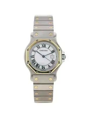 Cartier 1990 Santos Octagonal 29mm Watch - White