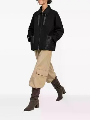 POCHE PARIS Woven-panel Zip-up Jacket
