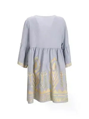 Greek Archaic Kori Embroidered Ruffled Dress