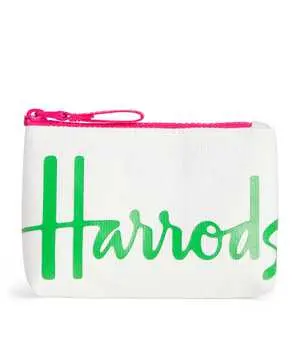 Harrods Cotton Logo Coin Purse - Ivory