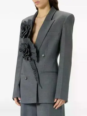 Blumarine Pleated Rose-embellished Blazer